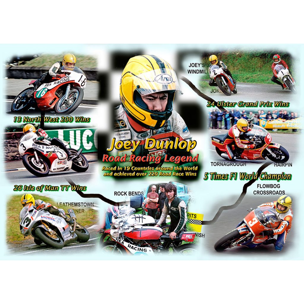 Joey Dunlop A3 Montage Photograph | Motorcycle Road Racing Memorabilia